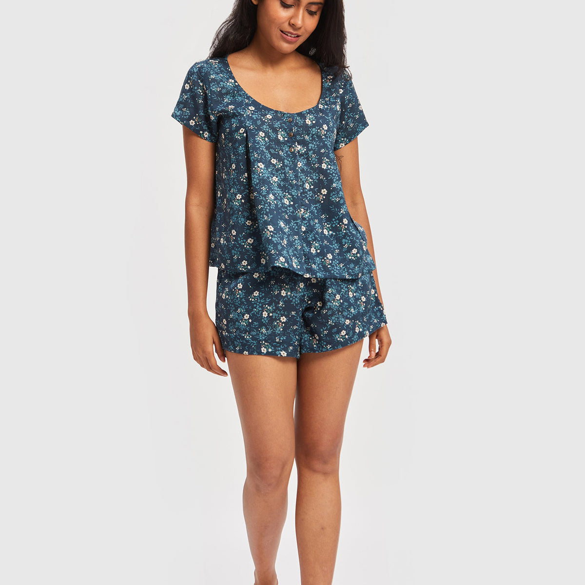A Dreamy Escape Pajama Shorts Set in Blue – Reistor
