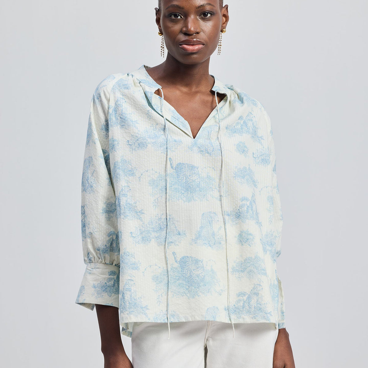 Relaxed-fit Shirt with Drawstring in Animal Print – Reistor
